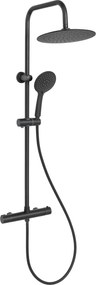 Invena Trend, termostatická sprchová baterie Trend s hlavovou dešťovou sprchou Musta 25cm, černá matná, INV-AU-84-004-X
