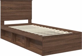 Rám postele s čelo Hnědý dub 90 x 200 cm Masivní borové dřevo 3411061