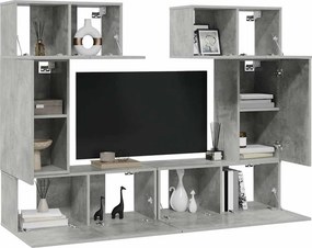 6dílný set TV skříněk betonově šedý dřevotříska 3079118