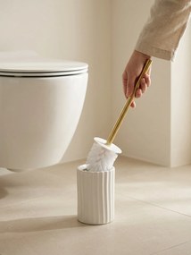 Sinsay - Rýhovaný keramický WC kartáč se zlatou rukojetí - bílá