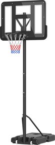 HOMCOM Venkovní Basketball Koš s Nastavitelnou Výškou 220-365 cm, Přenosný Koš s Podstavcem a Koly | Aosom