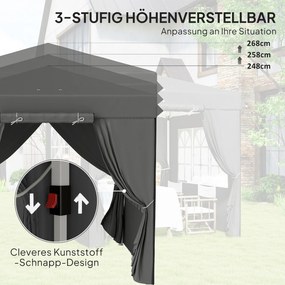 Outsunny altán 2,5x2,5 m, vodoodpudivý stabilní zimní pop-up skládací altán, UV ochrana 50+, skládací party stan zahradní stan se 4 bočními panely ta…