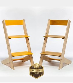 Lucas Wood Style - rostoucí židle EASY LINE zvýhodněný set 2 ks -  žlutá + buk