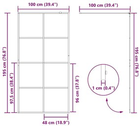 vidaXL Marketos Zástěna do průchozí sprchy čiré ESG sklo 100 x 195 cm černá