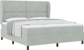 Postel s boxspringem s čelo Světle šedá 200 x 180 cm samet 3340994