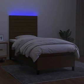 Box spring postel s matrací a LED tmavě hnědá 80x200 cm textil 3134912