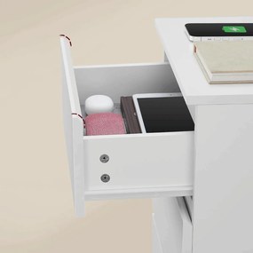 Autronic Noční stolek ANT-E1161 WT s nabíjecím panelem