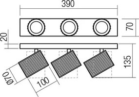 Redo group Redo Delphi, zlaté spotové svítidlo, 3x7W GU10, 39x7cm, výška 13,5cm