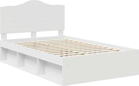 Rám postele s čelo Bílá 120 x 200 cm Masivní borové dřevo 3413326