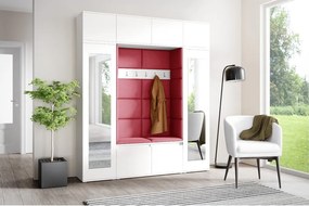 Eka Předsíňová stěna s čalouněnými panely Trinity 32 - Bílá / Červená 2309