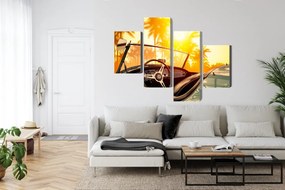 Vícedílný obraz Pohled Z Auta Na Retro Západ Slunce Nedostatek Nedostatek Plátno Canvas 240x150