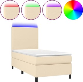 Box spring postel s matrací a LED krémová 90x190 cm textil 3134682