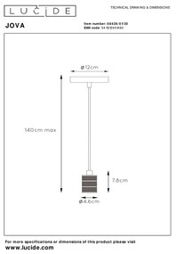 Lucide 08426/01/30 závěsné svítidlo Jova, černé, E27, ø12cm