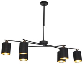 Moderní závěsná lampa černá nastavitelná 6-světel - Lofty