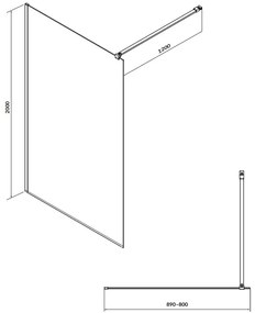 Cersanit Mille, sprchová zástěna typu Walk-In 90x200 cm, 8mm čiré sklo, chromový profil, SS161-006
