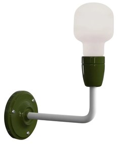 creative cables Fermaluce color block, porcelánové a kovové nástěnné svítidlo s ohnutou prodlužovací trubičkou Barva: Zelená