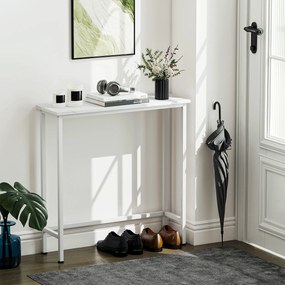 HOMCOM Konzolový stolek do předsíně s nastavitelnými nožičkami, ochranou proti převrácení 75 x 24 x 76 cm pro malý prostor, bílý
