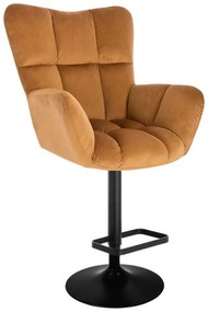 LuxuryForm DESIGN Barové křeslo AURORA VELUR na černé kulaté podstavě - medové