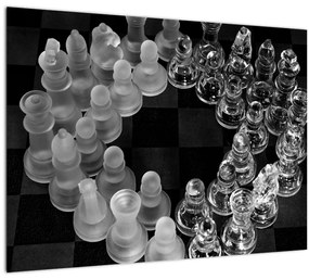Skleněný obraz - černobílé šachy (70x50 cm)