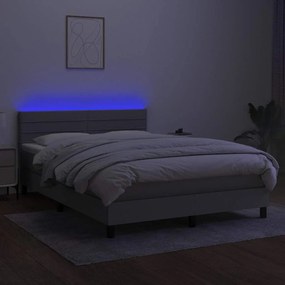Box spring postel s matrací a LED světle šedá 140x190 cm textil 3133229