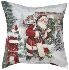 Povlak na polštář se Santa Clausem a sáňkami – 45x45 cm