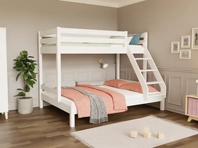 Tartak Meble Patrová postel ze dřeva ARARAT pro 3 osoby 90x200 cm, 140x200 cm Zvolte barvu: Bílá