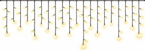 Easy Fix venkovní LED rampouchy, světelné, 300 × 50 cm, teple bílá s FLASH, 114 diod, černý kabel, IP67, prodlužovací