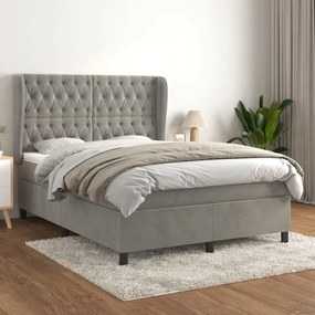Box spring postel s matrací světle šedá 140x190 cm samet