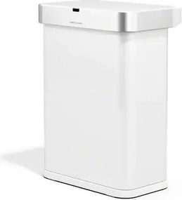 Simplehuman SENSOR bílá ocel / Odpadkový koš / Bezdotykový / Hlasové a