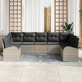 Set pohovek s polštářem Světle šedá Poly Ratan 3346202