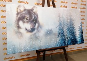 Obraz vlk v zasněžené krajině - 100x50 cm