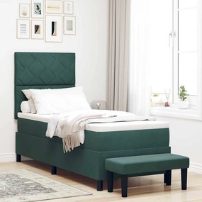 Postel s boxspringem s čelo Tmavě zelená 200 x 80 cm samet 3344543
