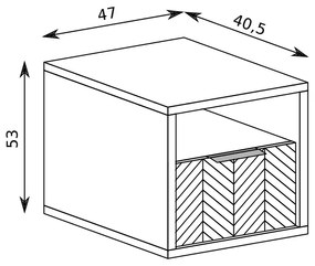 FONTI | noční stolek F-13 + kovové nohy 12 cm | 47 cm | dub karamel