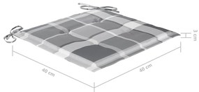 vidaXL Marketos Zahradní židle s šedými károvanými poduškami 2 ks masivní teak