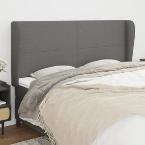 Čelo postele typu ušák tmavě šedé 203x23x118/128 cm textil 3117699