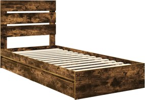 Postel s úložným prostorem se zásuvkou Kouřový dub 90 x 190 cm 3411931