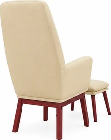relaxační křeslo, s podnožkou, odpočinkové, masivní kaučukovník/kov/textil, 95x76x71 cm, nohy tmavé/krémová, Dekorino KR20260086