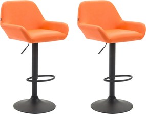 Sada 2 barových židlí Braga umělá kůže černá konstrukce – oranžová
