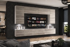 Obývací stěna 300 cm Belini šedý antracit Glamour Wood Imperium 2  IMP 2/5/W/GW1/0/0