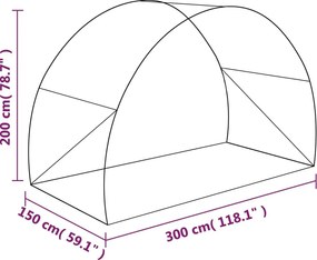 vidaXL Fóliovník 4,5 m² 300 x 150 x 200 cm [45533]