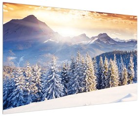 Zimní obraz lesní horské krajiny (120x80 cm)