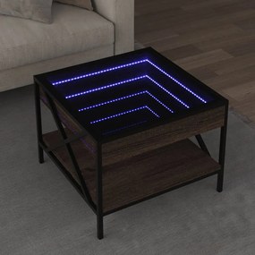 Konferenční stolek s Infinity LED hnědý dub 50 x 50 x 38 cm