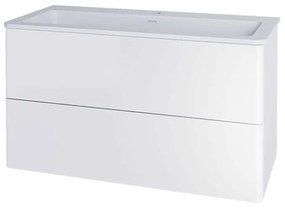 Mereo, Siena, koupelnová skříňka s umyvadlem z litého mramoru 101 cm, bílá lesk CN412M1