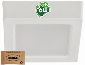 BERGE Čtvercový LED panel bílý - přisazený - 6W - PC - neutrální bílá