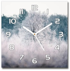 Wallmuralia Skleněné hodiny čtverec Stromy zima 30x30 cm