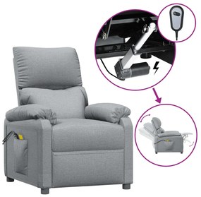 vidaXL Marketos Elektrické masážní křeslo světle šedé textil