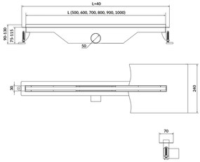 Cersanit Tako, SLIM lineární odtokový žlab 80cm, nerezová, S907-014