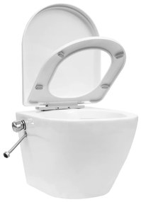 vidaXL Závěsné WC bez oplachového kruhu s funkcí bidetu keramické bílé