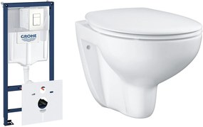 Set podomítkový WC modul se splachovacím tlačítkem Grohe Rapid SL 39448000, sada mísa + prkénko s pomalým sklápěním Grohe Bau Ceramic 39351000