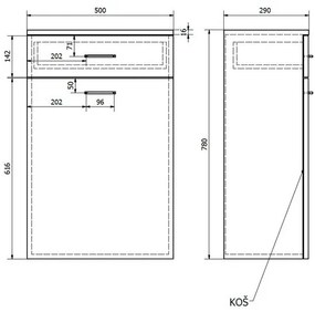 EBS K-Plus Skříňka spodní 50x88 cm, s košem na prádlo, bílá S_PLUSN50K